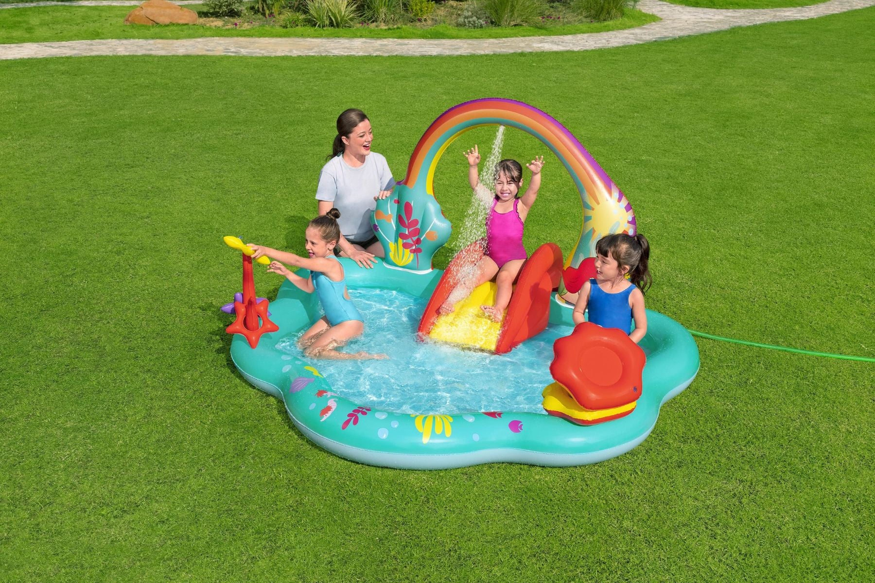 Little Mermaid Kids Inflatable Paddling Pool With Play Center - Bestway ...